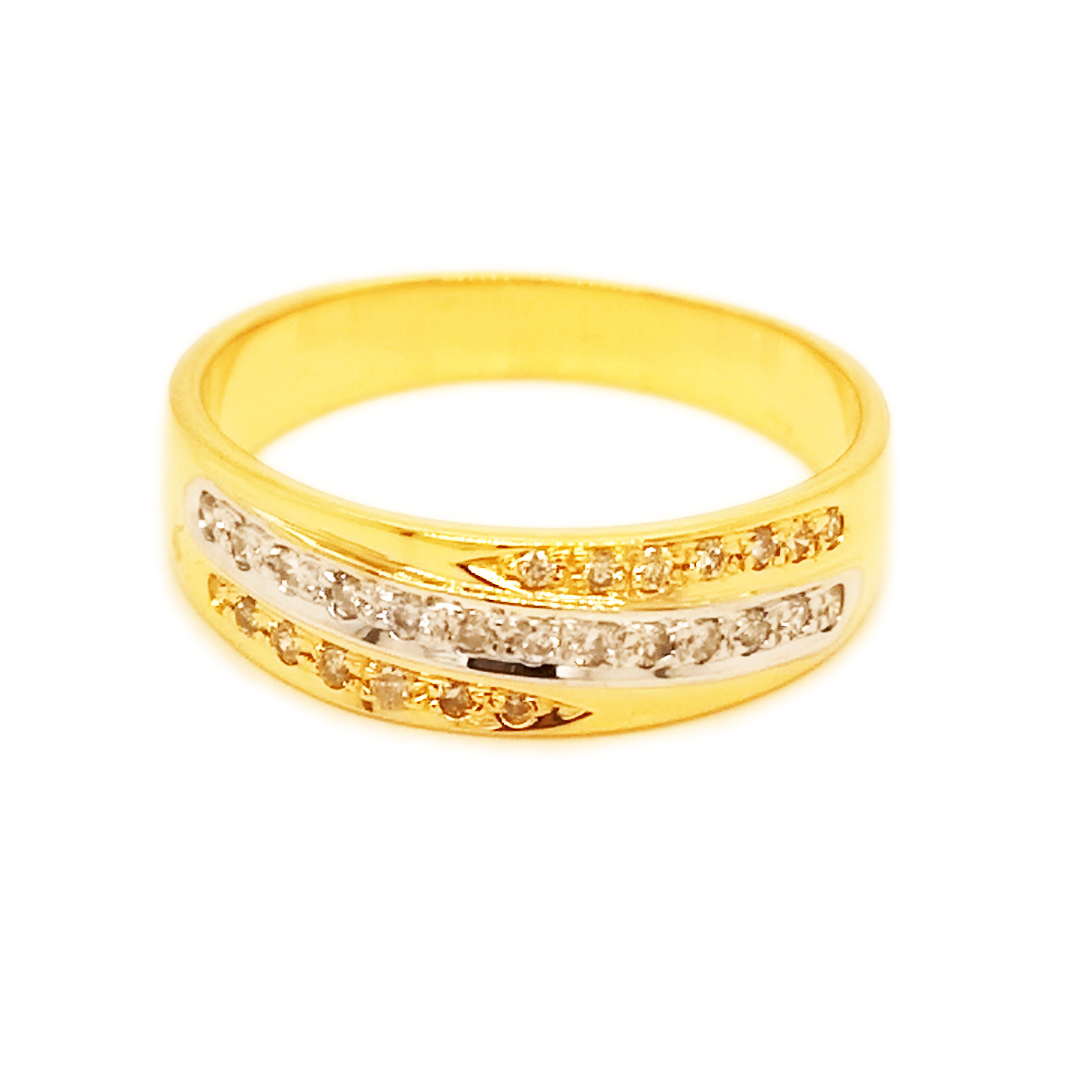 20K Yellow Gold Two Tone Diamond Ring - ValueMax Jewellery
